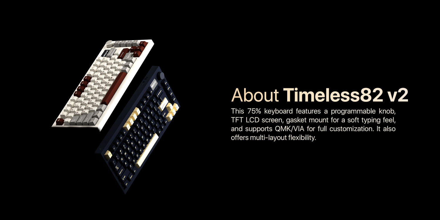 Noir Timeless82 v2 Special Edition 75% QMK/VIA Mechanical Keyboard Gas ...